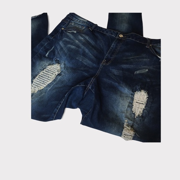 Elite | Jeans | Elite Stonewashed Blue Denim Distressed Jeans Size 24 ...